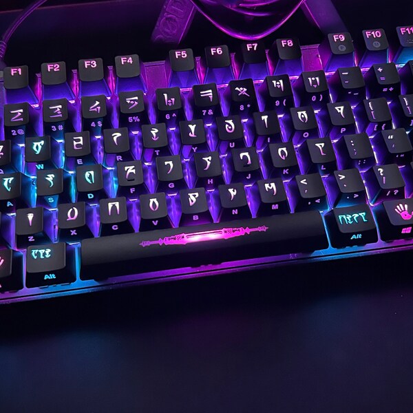 Daedric Font Backlit Keycap Set top Print Only or Top and Front Side ...