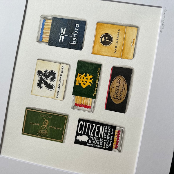 Custom Matchbook Watercolor Painting - Etsy