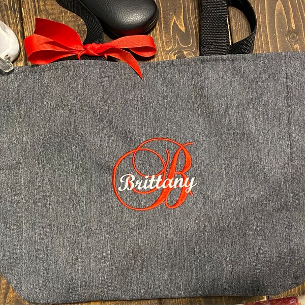 Monogrammed Personalized Tote Bag / Work Bag | Zip Tote / Bridal ...