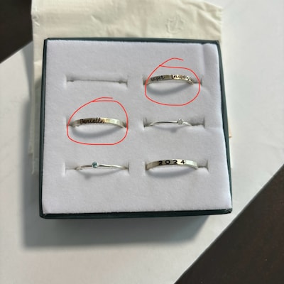 Ring Set Gift for Mom Stackable Rings Personalized Name Rings 14k Gold Filled Name Ring Set ...