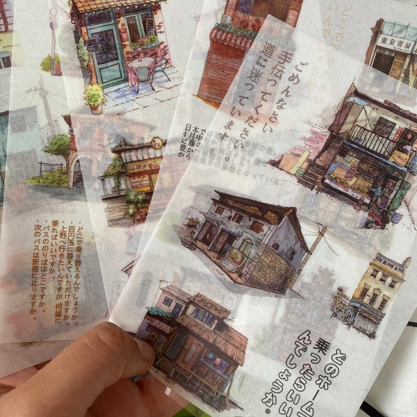 Japanese Building Stickers, Japanese Home and Shops Washi Stickers, Set ...
