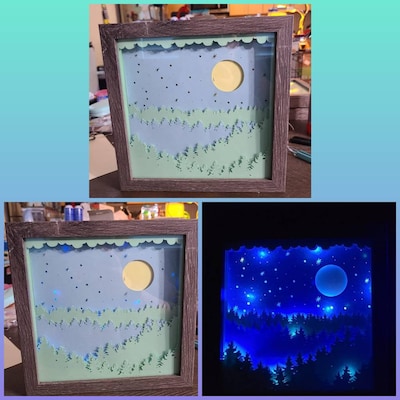 Shadow Box Tree and Moon Landscape With Hidden Lake Digital File - Etsy