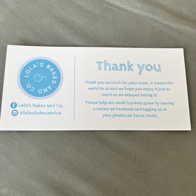 Personalised Business Thank You for Your Order Compliment Slips Card ...