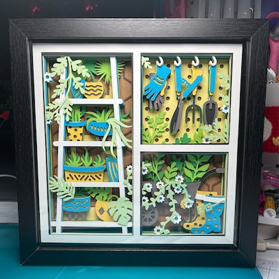 3D SVG Gardening Shadow Box SVG Spring Garden With Leaves and Flowers ...