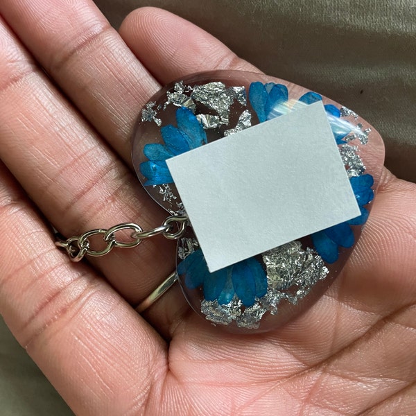 DOUBLE SIDED Resin Photo Keychain With Flowers | Photo Keychain | Resin ...