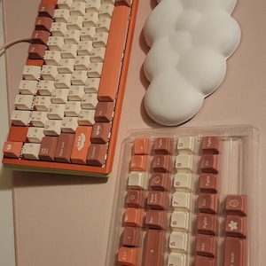 153pcs, Coffee and Cat Theme Keycap Set, Brown Colorway Keycap Set, PBT ...