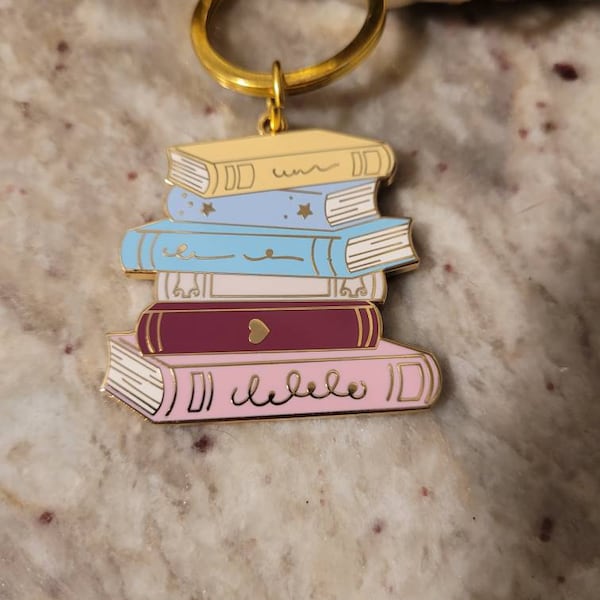 Book Lovers Gold Enamel Keychain - Etsy