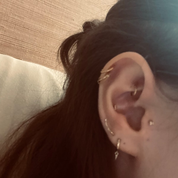 Helix Earring - Helix Stud - Helix Piercing - Long Helix - Curved Helix ...