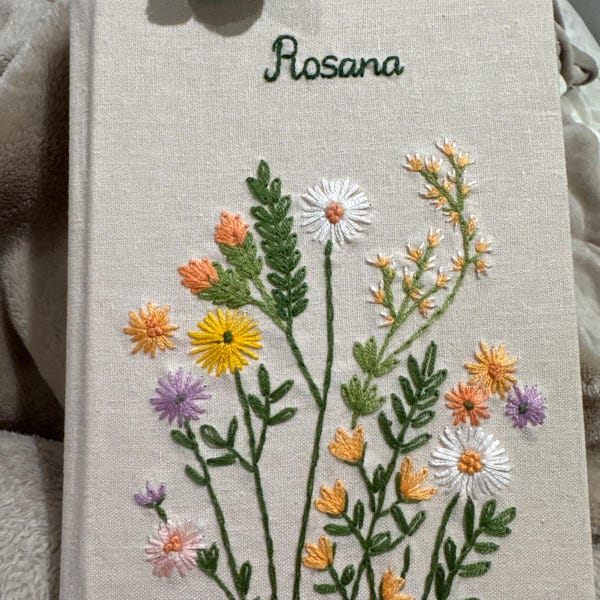 Personalized Hand Embroidered Journal Notebook A5, Photo Album, Fabric ...