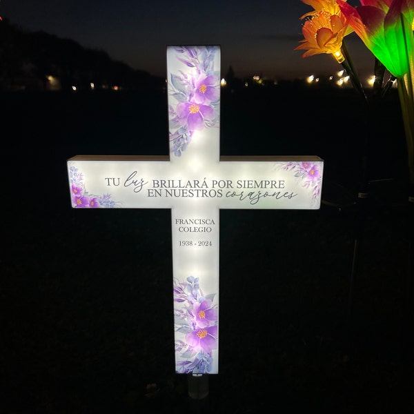 Lights Shines Memorial Solar Garden Cross | in Memory of Garden Stake ...