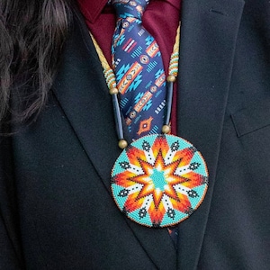 Beaded Quill Ringed Medallion - Etsy
