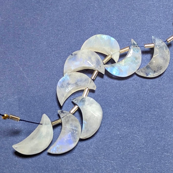 Natural Rainbow Moon Stone 8 Pieces Moon, Crescent Moon Jewelry ...