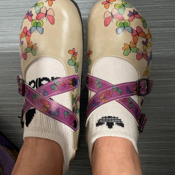 Flowers Themed Professional Woman Clogs Mules, Nurse Shoes, Doctor ...