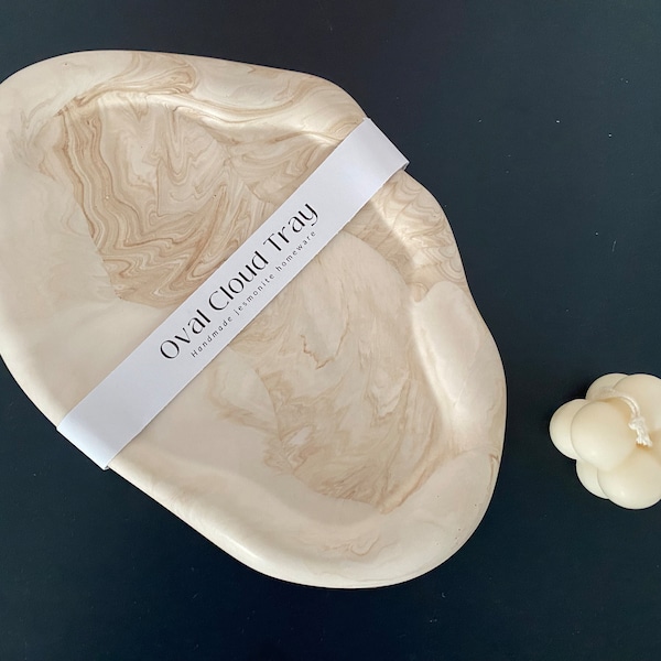 Luna Round Jesmonite Tray | Neutral Jesmonite Homeware | Homemade ...