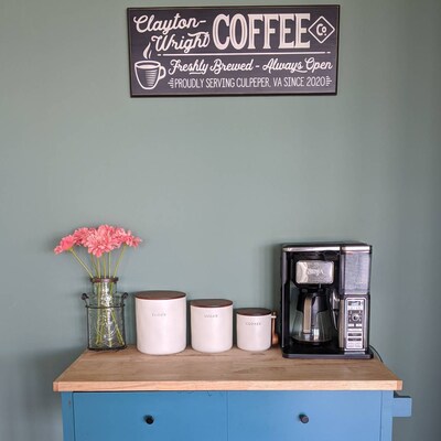 Personalized Coffee Shop Farmhouse Retro Style Wood Sign. 3 Sizes 9 ...