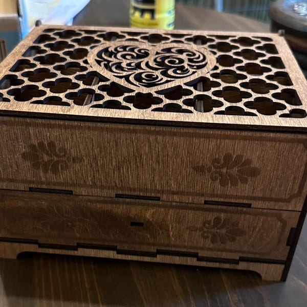 Laser Cut Chest of Drawers Jewelry Box, Wooden Gift Box, Laser Cut ...