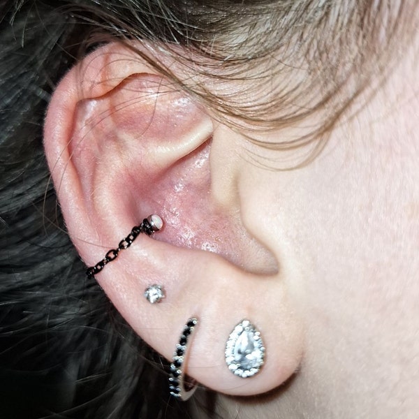 Conch Chain, Flat Chain, Ear Jacket, Ear Piercing Chain, Conch Piercing ...