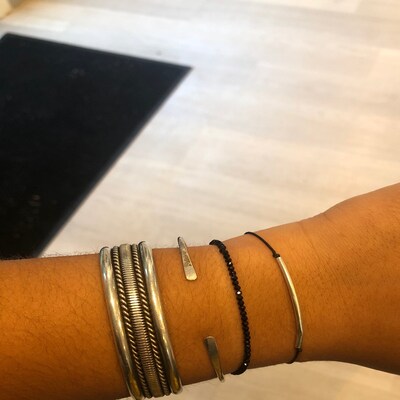 Thin Sterling Silver Cuff Bracelet, Open Bangle Bracelet, Simple ...