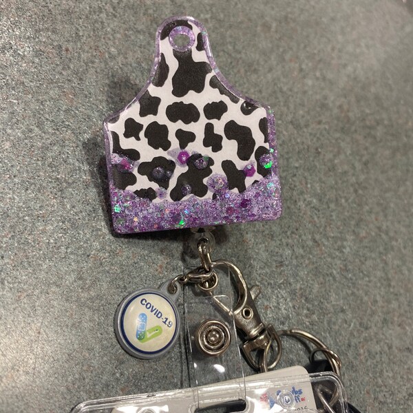 Cow Tag With Turquoise Glitter, Personalized Interchangeable Badge ...