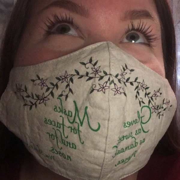 Literary Face Mask - Shakespeare - Floral - 100% Premium Cotton With ...