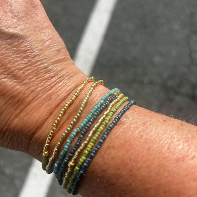Stretch Bracelet Set, Seed Bead Bracelets, Minimalist Beaded Bracelets ...