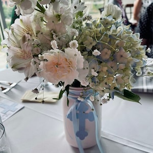 Baby Boy Baptism Decorations / Rustic Christening Cross Centerpiece ...