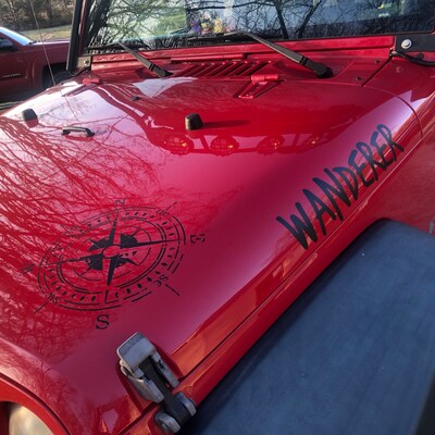 Vinyl Distressed Style Compass Hood Decal Window Decal Fits Jeep ...