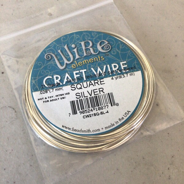 Square 21 Gauge Silver Plated Wire 4yd 41591 , Beadsmith Wire, Silver ...