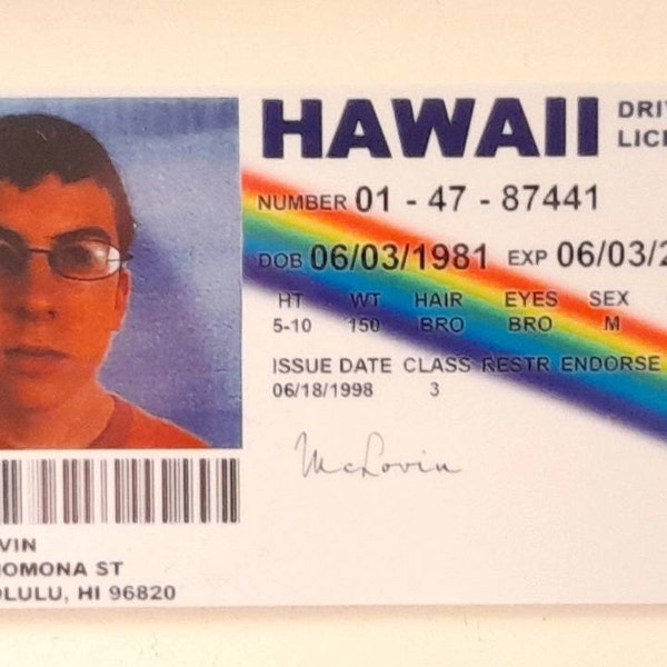 Mclovin SUPERBAD Plastic ID Card - Film Novelty Prop Replica (with or ...