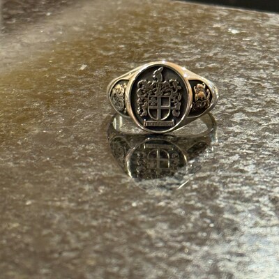 Crest Ring, Family Crest Signet Ring Christmas Gift, Coat of Arms Ring ...