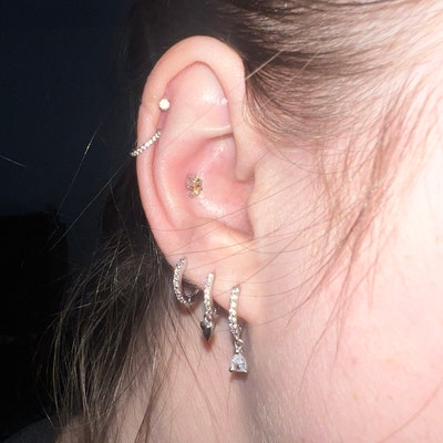 Pierced Earring Set Silver Stacking Earring Set Minimal Ear Stack for ...