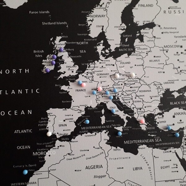 Black Push Pin World Map Personalized - Etsy