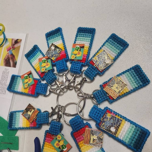 Blue Keychain - Plastic Canvas Needlepoint Kit - Beginner Kit - Etsy