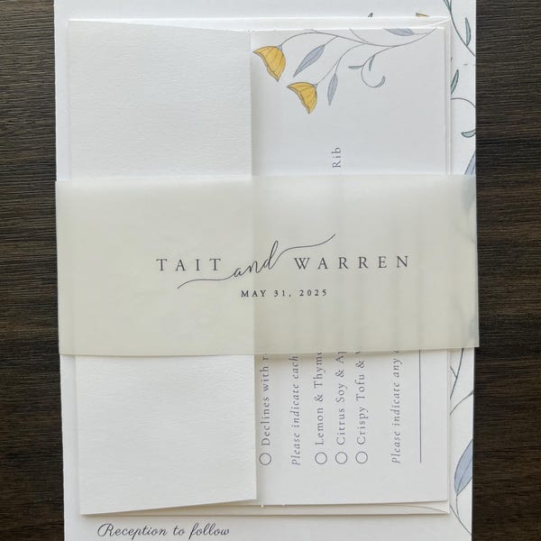 Personalized Vellum Belly Band for Wedding Invitations - Printed Belly ...