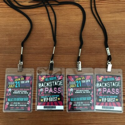 Retro, Neon, VIP PASS, Backstage Pass, Vip Invitation, Birthday ...