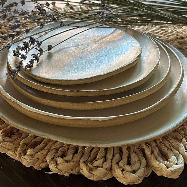 12pc Plates & Bowls Set,rustic Pottery Plates, Very Rustic, Set for 4 ...