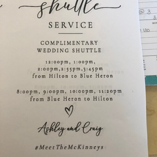 Shuttle Service Printable Wedding Sign, Wedding Transportation Bus ...