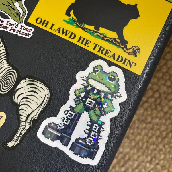 Bookish Kitty Vinyl Sticker Cute Pixel Art Cat Decal, Gifts for Readers ...