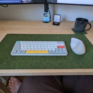 Felt Desk Mat Green, Custom Size Desk Pad Green, Felt Extended Mouse ...