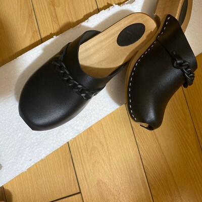 SALE 25% off White Leather Wooden Clogs With Clips, Handmade Swedish ...