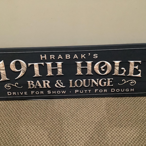 19th Hole Bar and Lounge Sign, Canvas Print - Etsy
