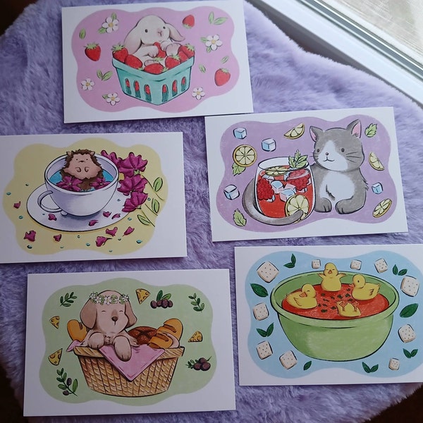 Cute Animal Postcards & Mini Prints | 4x6 Postcard Set | Animal ...