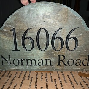 Stone Address Marker Plaque/ Lawn Stake / CARVED Arched Slate / Sign ...