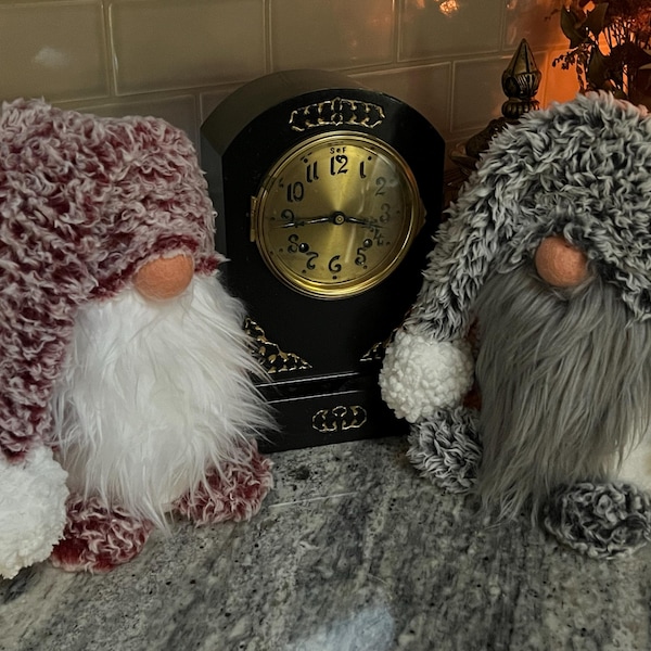 Large Deep Red and Gray With Plaid Home Gnome - Etsy