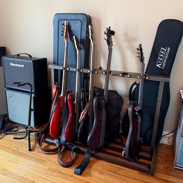 Leather & Wood Upright Custom Guitar Rack Guitar Stand - Etsy