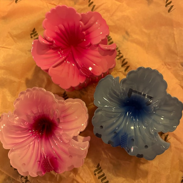 Pink Flamingo Hibiscus Hair Claw Clip - Etsy