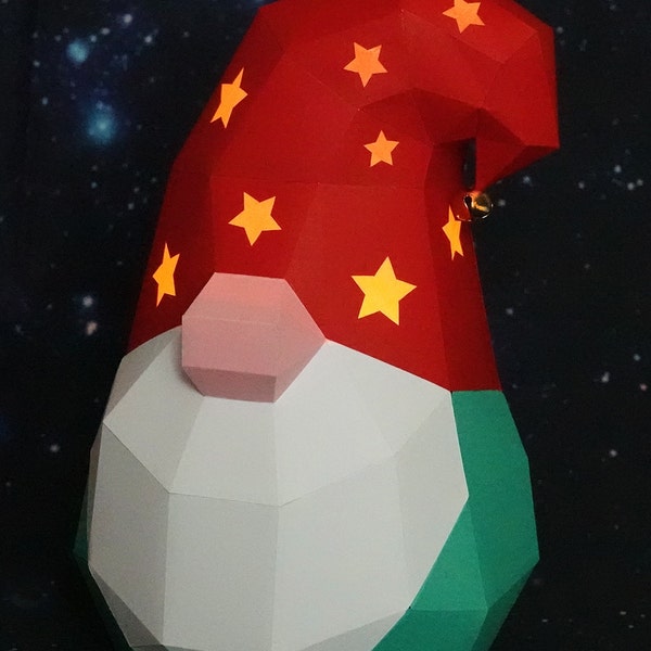 GNOME 7 Hats, DIY Xmas Papercraft, Low Poly Dwarf Model, Paper Lantern ...