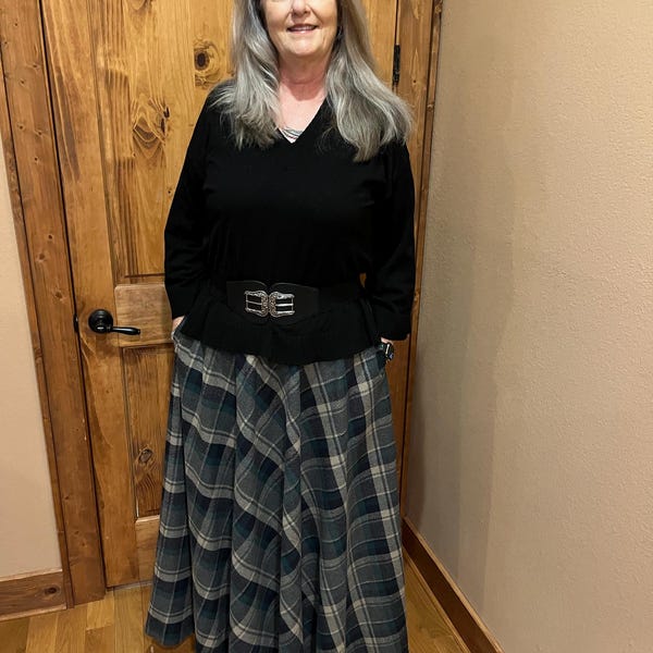 Long Wool Plaid Skirt Maxi Tartan Skirt With Pockets Long Winter Skirt ...