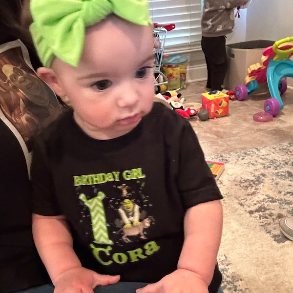 Shrek Birthday T-shirt, Green Ogre Cartoon Custom Personalized Boy Girl ...