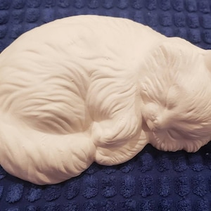 Ready to Paint Ceramic Cat Figurine, Paint It Yourself Stretching Cat ...